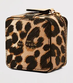 Smythson Panama Leather Leopard Print Trinket Case