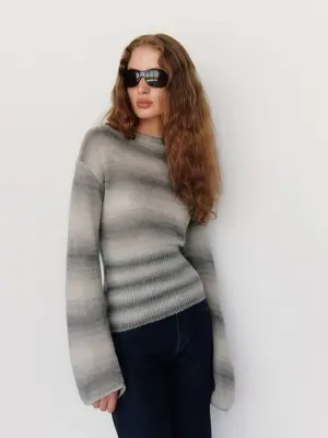 REFORMATION Soren Sheer Alpaca Sweater Top - Grey