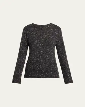THE ROW Maira Speckled Cashmere Sweater - Charcoal Melange