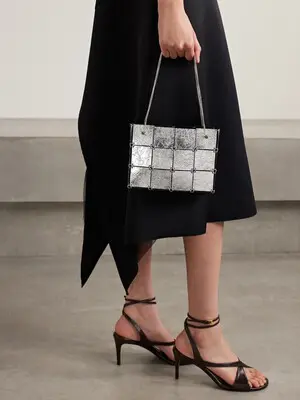 Khaite Mini Emma Embellished Metallic Crinkled-leather Tote