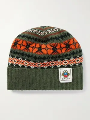 Bally Fair Isle Wool Beanie - Green