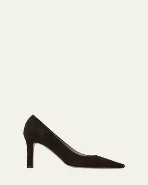 THE ROW 80mm Carla Suede Pumps - Lacquer Brown