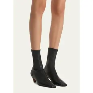 Khaite Arizona Leather Ankle Boots - Black
