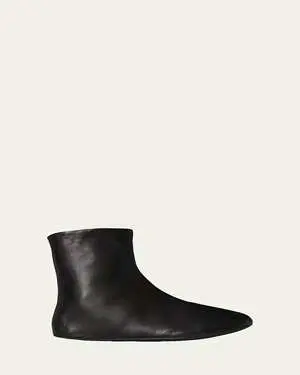 THE ROW Stella Leather Booties - Black