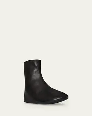 THE ROW Stella Leather Booties - Black