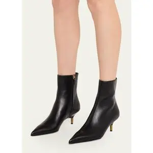 Khaite 55mm Bella Leather Ankle Boots - Black