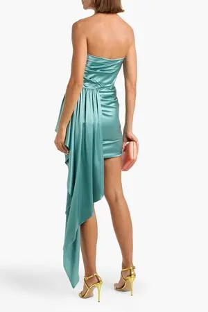 Michelle Mason Strapless Draped Silk-satin Mini Dress