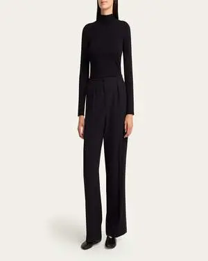 THE ROW Felicita Double Pleated Wide-leg Tuxedo Pants