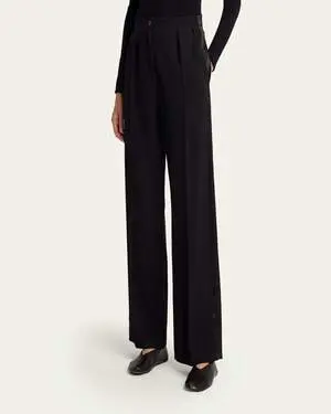 THE ROW Felicita Double Pleated Wide-leg Tuxedo Pants