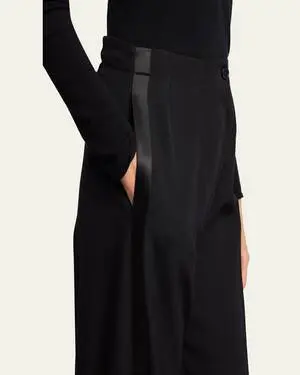 THE ROW Felicita Double Pleated Wide-leg Tuxedo Pants
