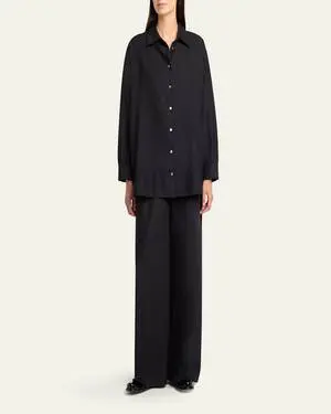 THE ROW Luka Wool Twill Button-down Shirt