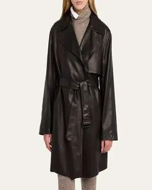 THE ROW Siempra Leather Wrap Trench Coat