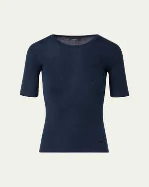 Akris Cotton Silk Short-sleeve Sweater