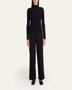 THE ROW Roger Wool-silk Twill Straight-leg Pants