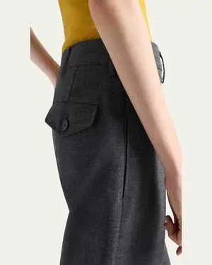 Prada Rush Stitch Wool Pants - Dark Grey