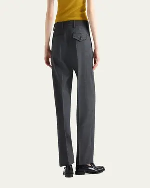 Prada Rush Stitch Wool Pants - Dark Grey