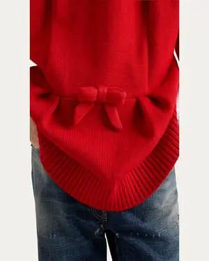 Prada Wool Crewneck Sweater With Bow