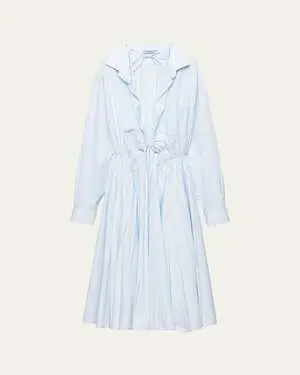 Prada Tie-front Cotton Shirtdress