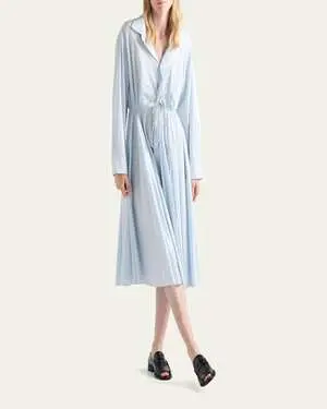 Prada Tie-front Cotton Shirtdress