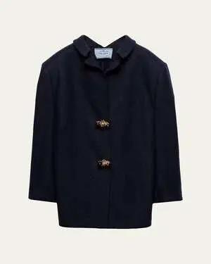 Prada Wool Jewel-button Coat