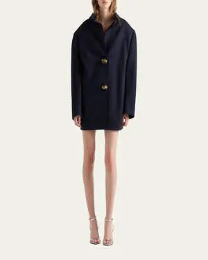 Prada Wool Jewel-button Coat