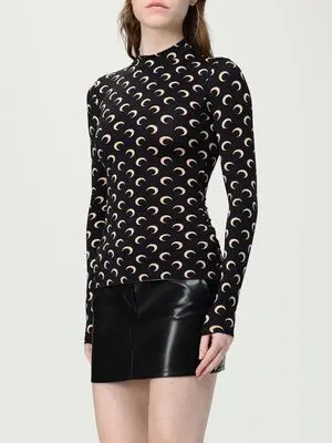 MARINE SERRE Moon Lozenge" Print High Neck Top - Black
