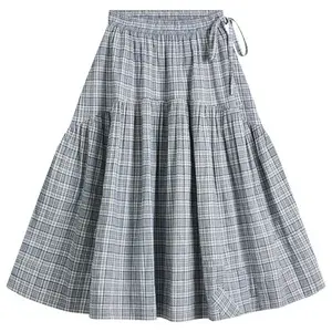 STORY MFG. Hand Orbit Gingham Cotton Skirt
