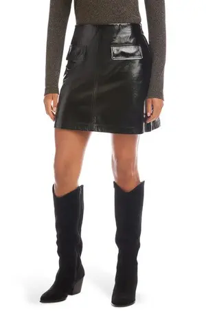 Fifteen Twenty Faux Leather Mini Skirt With Faux Flap Pockets