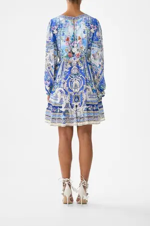 Camilla Tie Front Blouson Mini Dress