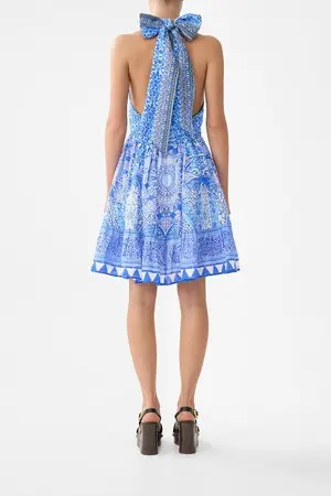 Camilla Ruffle Hem Halter Short Dress - The Bosphorous