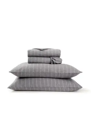 CHRISTY Flannel Stripe Brushed Cotton Sheet Set Bundles - Silver