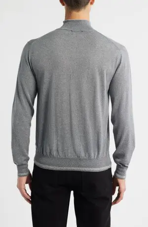 Canali Mock Neck Wool & Silk Blend Sweater - Grey