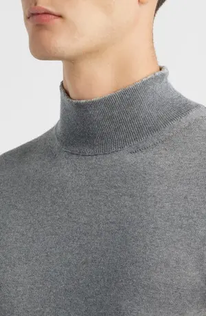 Canali Mock Neck Wool & Silk Blend Sweater - Grey