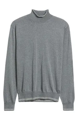 Canali Mock Neck Wool & Silk Blend Sweater - Grey