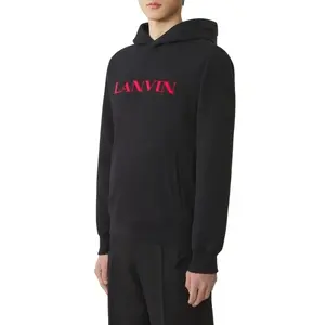 LANVIN Embroidered Cotton Hoodie - Black