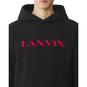 LANVIN Embroidered Cotton Hoodie - Black