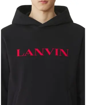 LANVIN Embroidered Cotton Hoodie - Black