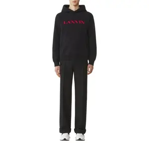 LANVIN Embroidered Cotton Hoodie - Black
