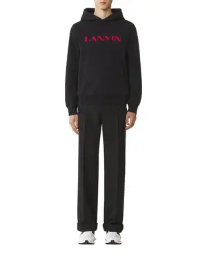 LANVIN Embroidered Cotton Hoodie - Black