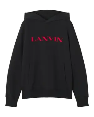 LANVIN Embroidered Cotton Hoodie - Black