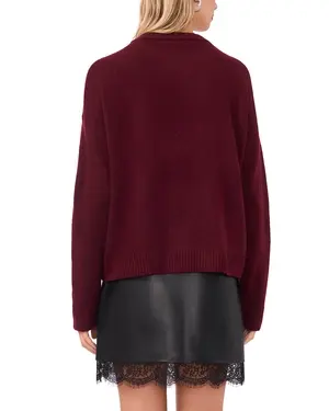 Vince Camuto Mixed Media Paillette Front Sweater - Wine