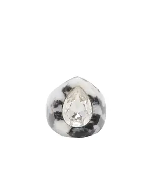 Ulla Johnson Crystal Pear Signet Ring - Black Onyx