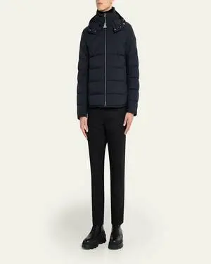 Moncler Cecaud Hooded Short Down Jacket - Navy