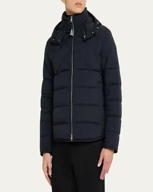 Moncler Cecaud Hooded Short Down Jacket - Navy