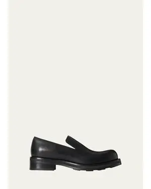 THE ROW Lug Sole Leather Loafers - Black