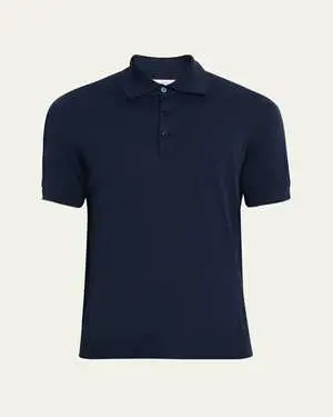 Brunello Cucinelli Cotton Knit Polo Shirt - Navy