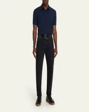 Brunello Cucinelli Cotton Knit Polo Shirt - Navy