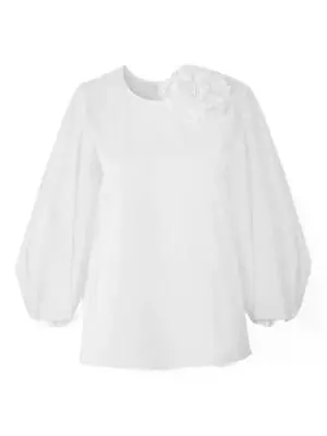 Carolina Herrera Puff-sleeve Top With Rosette