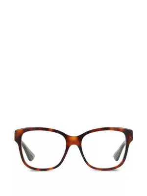 Gucci Square Frame Tortoiseshell Patterned Eyeglasses - Brown