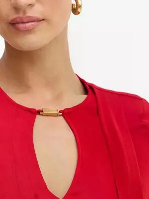 MARCIANO Pleated Keyhole Blouse - Red